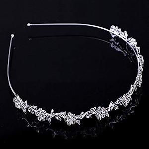 SUWOW Bridal Headband Bridal Headpieces for Wedding Crystal Headband Stylish Rhinestones Princess Crown Flower Leaf Tiara Headband Wedding Tiaras for Bride Prom Headband for Women Girl Adult Kids