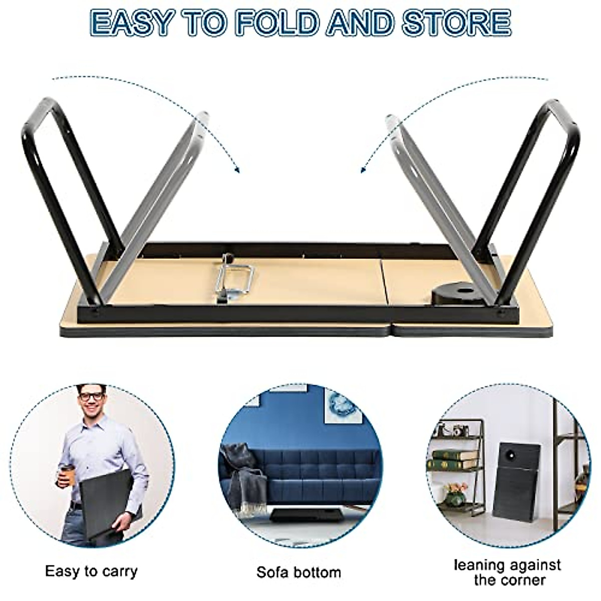 Laptop Bed Tray Table with 6 Adjustable Angles Foldable Laptop Desk for Bed Cup Holder Portable Bed Table Tray Bed Desk Laptop Stand for Bed Writing Reading Eating Fits up to 15.6 Inch Laptop Desk