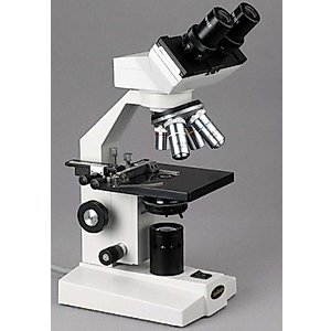AmScope B100B-E Digital Compound Binocular Microscope, 40X-2000X Magnification, Brightfield, Tungsten Illumination, Abbe Condenser, Plain Stage, Includes 0.3MP Camera and Software