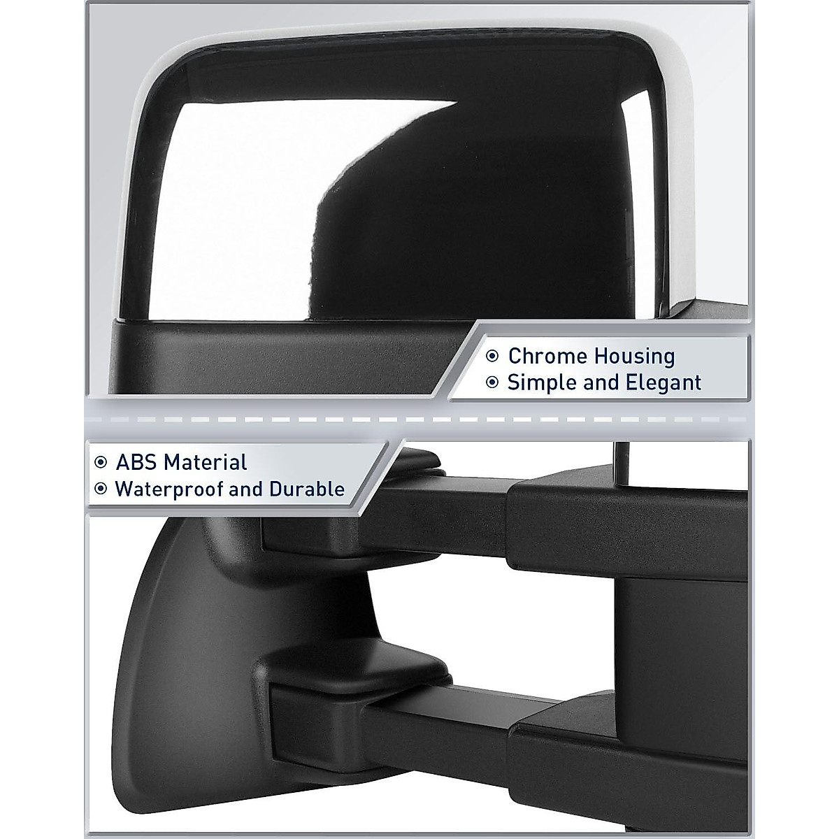 ECCPP F150 Towing Mirrors, A Pair of Exterior Automotive Mirrors fit 2004-2014 for Ford for F-150 with Auxiliary/Puddle Lights Signal Indicator and Power Operation Heated Chrome Housing