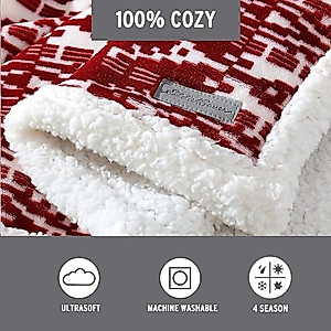 Eddie Bauer Ultra-Plush Collection Throw Blanket-Reversible Sherpa Fleece Cover, Soft & Cozy, Perfect for Bed or Couch, San Juan Red Clay