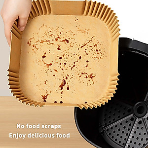 UOUYOO 8inch Air Fryer Disposable Paper Liners,100pcs Oil Proof Parchment Sheets square,Oil Resistant, Waterproof, Air fryer Paper Basket Bowl Liner for 5-8 QT Air Fryer Baking Roasting Microwave