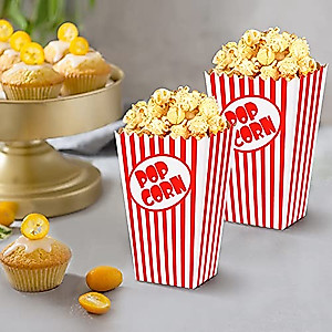 Zahaat 50 Popcorn Boxes 5.5 Inches Tall Red and White Popcorn Bags Mini Pop Corn Buckets and Container for Movie Theater, Home, Carnival Party, Decorations