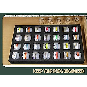 Polar Whale 2 Cocktail Capsule Drawer Organizers Tray Insert Compatible with Keurig DrinkWorks Pods for Kitchen Home Bar Party Waterproof Washable Black Foam 28 Compartment 12.1 x 19.9 Inches