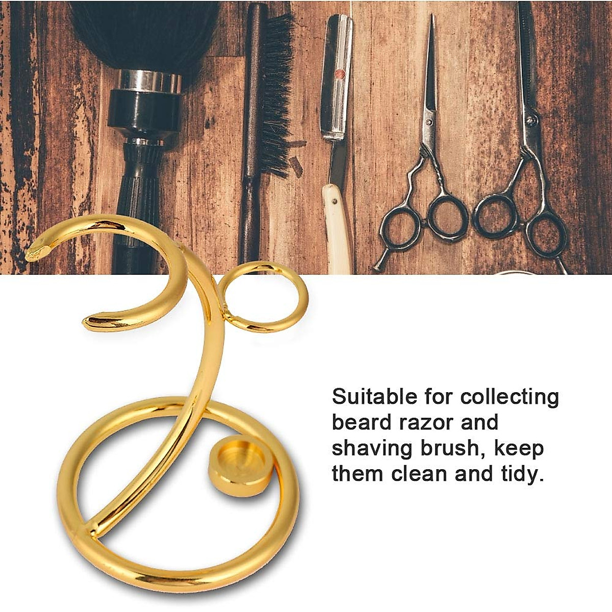 Tmtop Men Shaving Tool Holder Beard Shaver Razor Brush Stand Rack (Gold)
