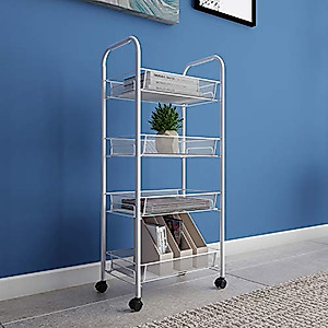 Lavish Home 4-Tiered Narrow Rolling Storage Shelves - Mobile Space Saving Utility Organizer Cart for Kitchen, Bathroom, Laundry, Garage or Office