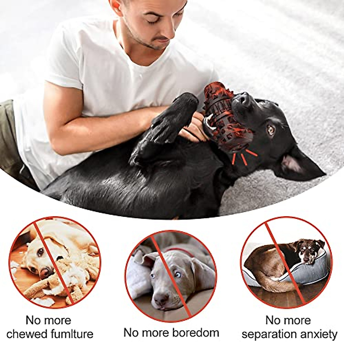 Pamlulu Dog Toys for Aggressive Chewer, Indestructible Tough Dog Chew Toys for Large Dogs, Squeaky Dog Toothbrush Teeth Cleaning Toy