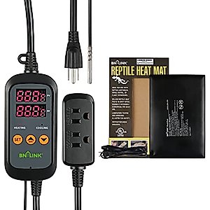 BN-LINK 8" X 12" Reptile Heating Mat & Smart WiFi Digital Temperature Controller Heating Cooling Compatible with Alexa and Google Home for Reptiles Aquarium