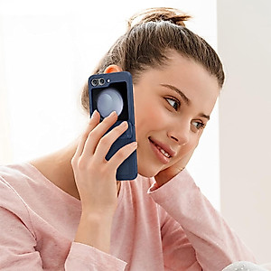 NULETO Blue Leather Galaxy Z Flip5 Case with Hinge Protection, Built-in Screen Protector