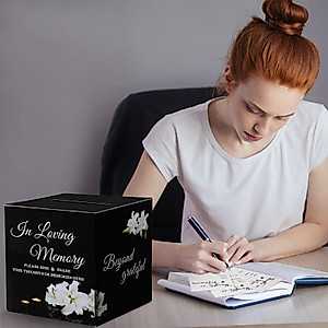 Fainne 50 Pcs Lily Share a Memory Cards with Celebration of Life Box Funeral Advice Cards Thank You Sympathy Holder Box Decor for Guest Funerals Memorial Service Farewell Remembrance Party Supplies