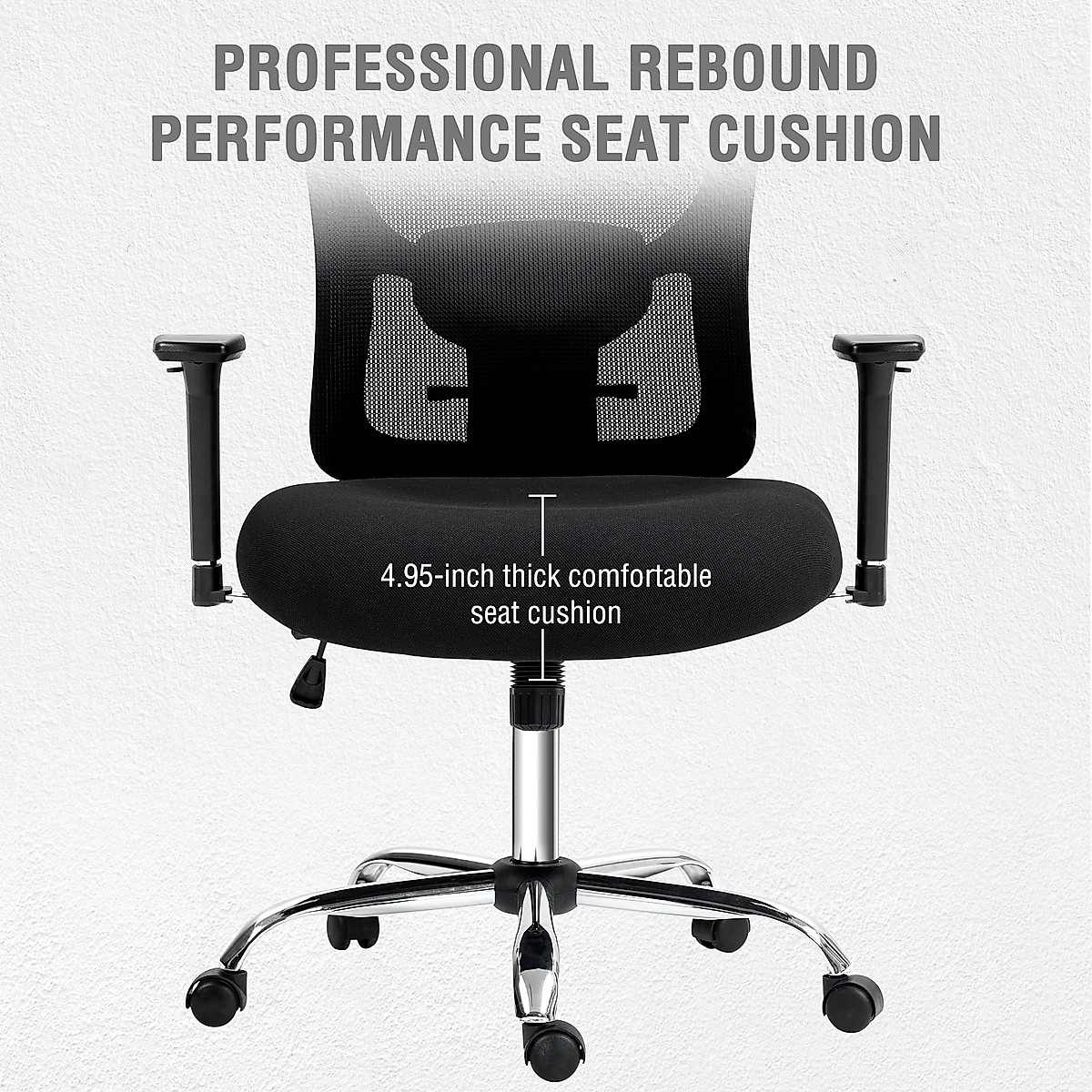 Big and Tall Office Chair 600lbs, Ergonomic Mesh Chair, Computer Executive Heavy Duty Desk Chair with 4D Armrests, Wide Thick Soft Seat, Adjustable Lumbar Support and Tilt-Black