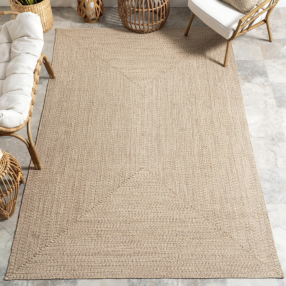 nuLOOM Braided Indoor/Outdoor Area Rug, Oval 5' x 8', Wynn Tan