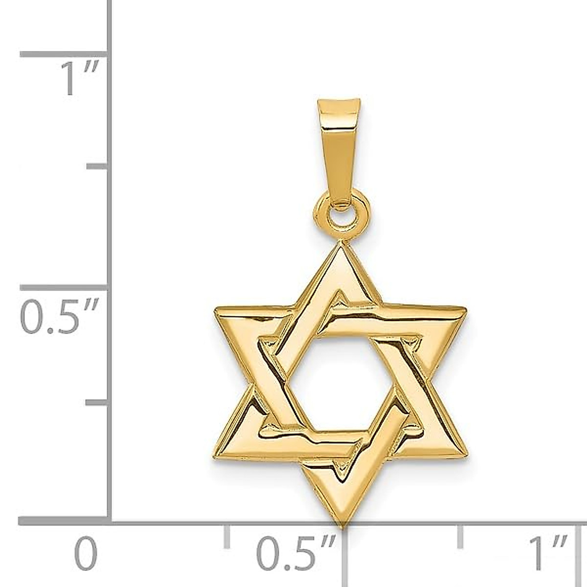 14K Yellow Gold Star of David Jewish Magen Necklace Judaica Religious Pendant Israel Charm 23mm x 13mm Only