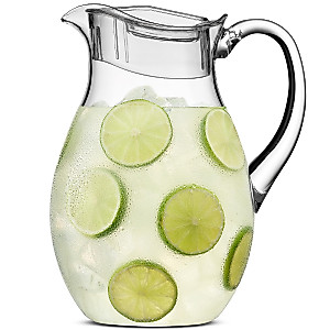 MosJos Acrylic Pitcher (72 oz), Clear Plastic, Water Pitcher with Lid, Shatterproof, BPA-Free Clear Pitcher, Ideal for Sangria, Lemonade, Juice, Iced Tea & More (Clear)