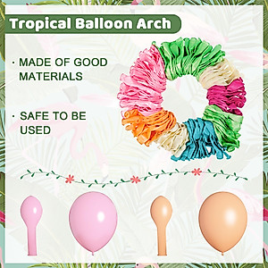 Amandir 140PCS Tropical Balloons Arch Garland Kit, Green Hot Pink Confetti Latex Balloons Palm Leaves for Tropical Hawaii Flamingo Birthday Baby Shower Wedding Party Decorations Supplies