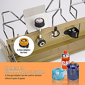 KALAWW Car-Camp Stove Folding 2 Burner Propane Camping Stove & Grill Griddle,Outdoor Grills/Gas Grills/Propane Grills, Butane Fuel Adapter and Carrying Case Included