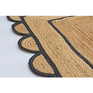 Gautam International Scallop Pattern Jute Bohemian Area Rug (2'x3', Navy)