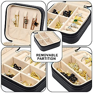KEINE MARKE Small Jewelry Box, Travel Portable Jewelry Case for Ring, Pendant, Earring, Necklace, Bracelet Organizer Storage Holder Boxes, 1 pcs (black)