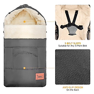 EAQ Universal Winter Warm Baby Stroller Footmuff,Muti Use Bunting Bag, Fleece Lined Washable Outdoor Sleeping Bag for Baby（Gray）