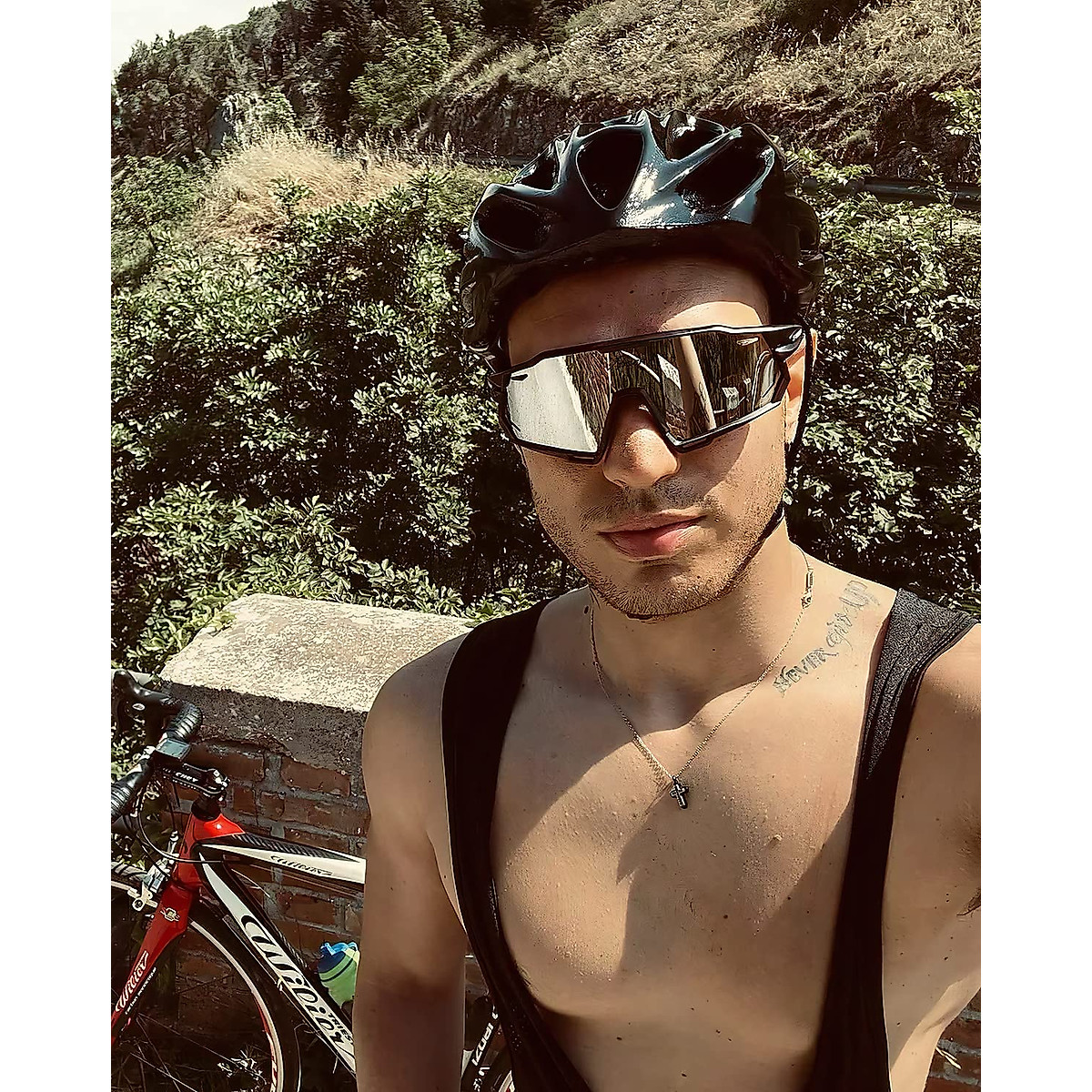 X-TIGER Polarized Cycling Glasses with 5 Interchangeable Lenses,MTB Biking Baseball Running Sports Sunglasses for Men Women