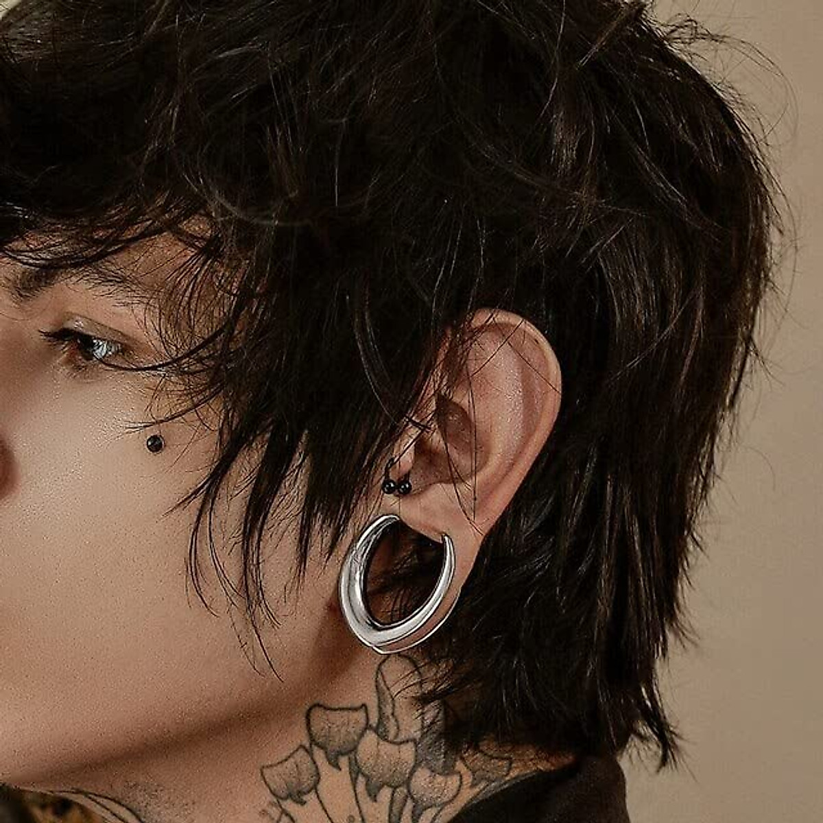 Casvort 2 PCS 30mm Hypoallergenic 316 Stainless Steel Silver Hot Minimalism Saddle Plugs Ear Gauges Tunnels Piercing Expander Stretchers Fashion Body Jewelry