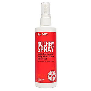 Pet MD No Chew Spray for Dogs & Cats - Multi-Surface Bitter Spray to Stop Biting & Chewing - Dog Deterrent Spray for Carpet, Furniture, Plants, & Skin - Anti Licking Cat Training Spray - 8 oz