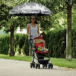 G4Free UPF 50+ Universal Clamp On Umbrella Adjustable Outdoor UV Protection Beach Chair Umbrella for Strollers, Wheelchairs, Patio Chairs, Beach Chairs, and Golf Carts(Black)