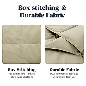 puredown® Soft Down Throw Blanket Lightweight Packable Couch Throw for Indoor and Outdoor Use, 50"X70", Beige