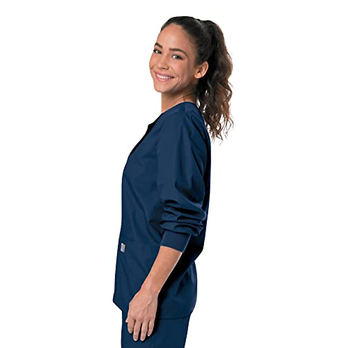 Landau Scrub Zone Unisex Relaxed Fit 2-Pocket Snap-Front Scrub Jacket 75231 Navy