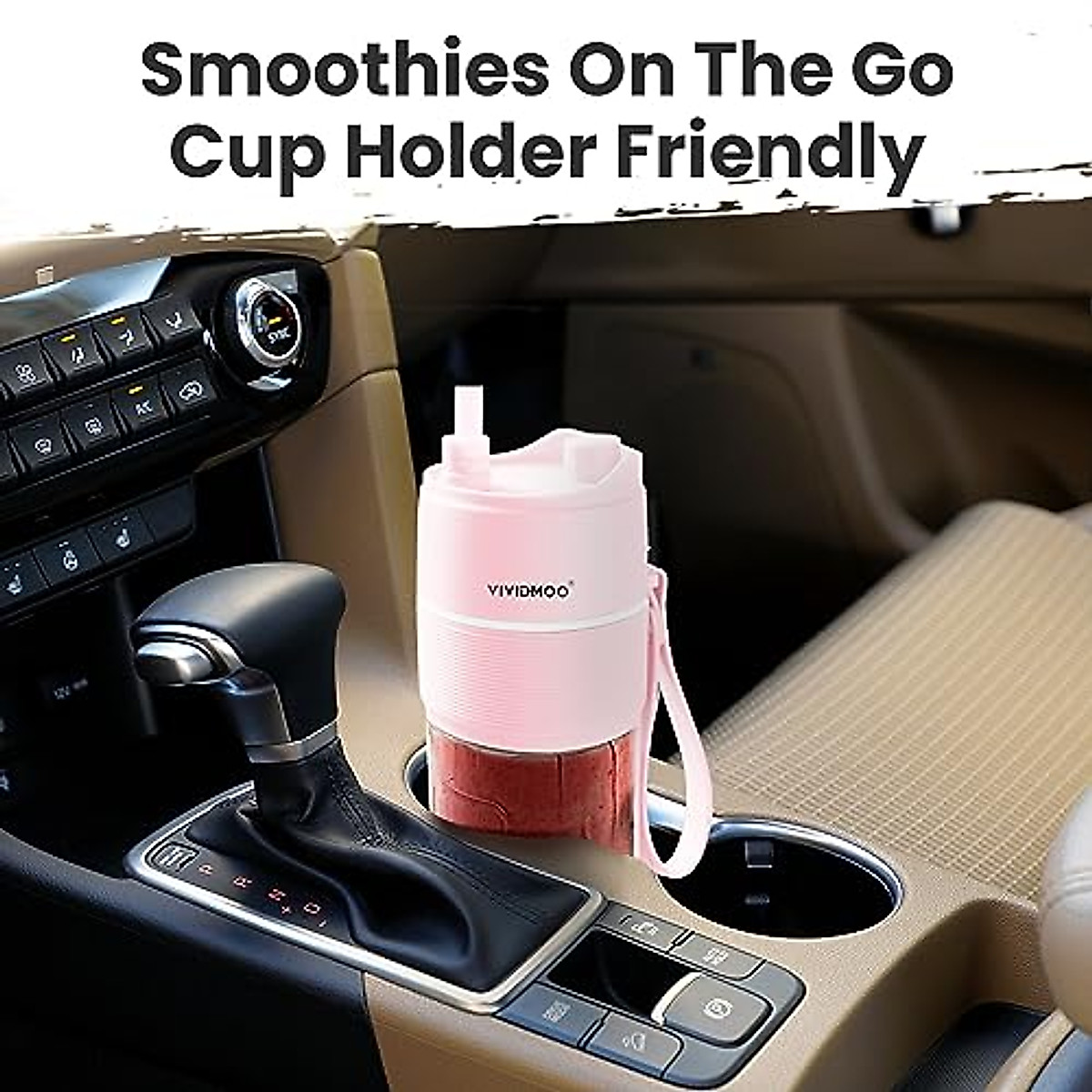 Pink Personal Blender - Portable Shakes & Smoothies Maker, 16 Oz, USB Rechargeable, Fresh Juicer