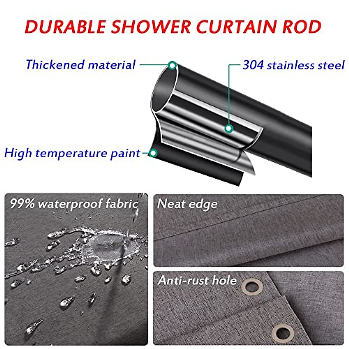 Shower Curtain Rail L Shaped Telescopic Shower Curtain Rods Waterproof Curtain Rustproof Metal Curved Bathroom Curtain Rail Rod (60x80cm-80x120cm)
