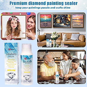 Diamond Painting Sealer 240ML Diamond Painting Glue with Spong Head 5D Diamond Painting Art Glue Sealer Accessories Permanent Hold & Shine Effect for Diamond Painting and Puzzles(8 OZ)