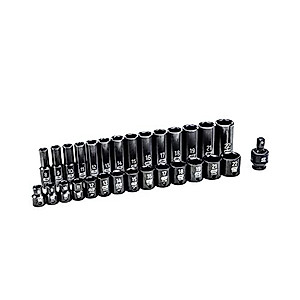 GEARWRENCH 29 Pc. 3/8" Drive 6 Pt. Impact Socket Set, Standard & Deep, Metric - 84925N