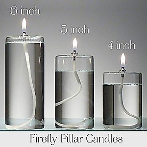 Firefly Dripless 6-Inch Refillable Glass Pillar Candle - Memory, Unity, Prayer and Window Candle Without The Wax Mess - Use Alone, in a Candle Holder or Lantern - for use in The Interior of Your Home