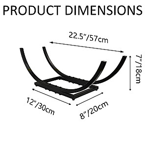 Curved Firewood Rack Holder: Heavy Duty Firewood Holder Indoor Outdoor for Firewood Storage - Fireplace Wood Rack Log Holder Black 22-Inch