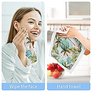 ALAZA Wash Cloth Set Tropical Palm Tree - Pack of 6 , Cotton Face Cloths, Highly Absorbent and Soft Feel Fingertip Towels(226cr8jk)