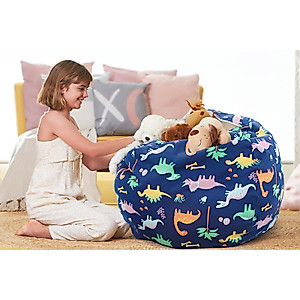 Aubliss Stuffed Animal Storage Bean Bag Chair Cover for Kids, Dinosaur Zipper Beanbag Chair Cover for Organizing Toddler and Kids' Rooms Plush Toys (Dinosaur,X-Large48)
