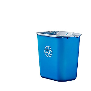 WEBSTORE SUPPLY 28 Qt. Recycling Bins, 7 Gallon Office Trash Cans for Near Desk (10 Pack) Blue