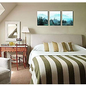 Mofutinpo Canvas Wall Art Fresh Fog Forest Modern Nature Wall Decor for Bedroom Bathroom Living Room Stretched and Framed Ready to Hang 12x16 Each Panel