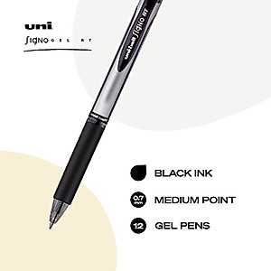 Uni-Ball 65940 uni-ball Retractable Gel Pens, Medium Point (0.7mm), Black, 12 Count