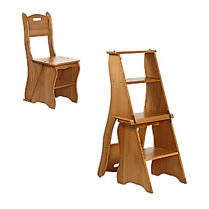 LUCEAE Step Stool,4 Tier Folding Wooden Seat Portable Shoe Closet High Stool Eco-Friendly Water Paint Reinforced Hinged Ladder Stool Tongue and Groove Structure Smooth Ladder Body,Safe and Sturdy Dura