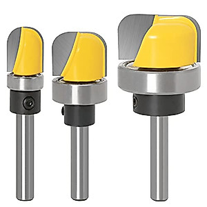 ASNOMY 3Pcs 1/4 Inch Shank Bowl and Tray Router Bit, Bowl & Tray Template Router Bit Set with Ball Bearing Dish Carving Router Bits Wood Cutter Bowl Pattern Router bit