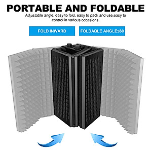 Aokeo Microphone Isolation Shield, Foldable Mic Shield with Triple Sound Insulation, Reflection Filter with 3/8" and 5/8" Mic Threaded Mount for Recording Studio, Podcasts, Singing, and Broadcasting