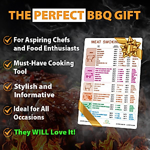 Best Improved Version White Meat Temperature Magnet & Meat Smoker Guide Cool Color Accessories for BBQ Pellet Grill Smoking More Wood Flavors & Meat Types (46) Big Text Accurate Cooking Time Temp Gift