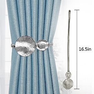 Magnetic Curtain Tiebacks 2pcs, Curtain Tiebacks Buckles Holdbacks Holders Hooks Clip for Home Bedroom Office Decorative Curtain, Strong Magnetic Curtain Buckles for Decoration (Silver)