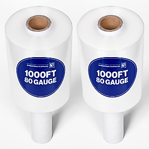 International Plastics (R) Industrial Mini Stretch Wrap Film with Handle 5" 1000 ft 80 Gauge for Pallet Wrap, Moving Supplies Stretch Wrap & Shrink Wrap Cling Packaging Heavy Duty (2)