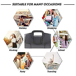 CLARA Women Vintage Flap Tote Top Handle Satchel PU Leather Clutch Handbag Purse Shoulder Bag (00358Gray)