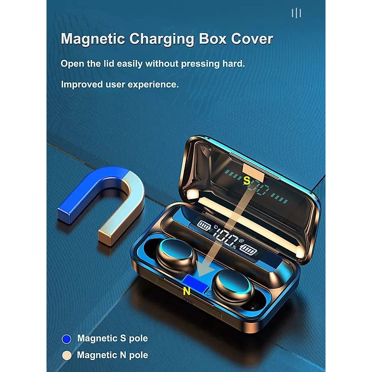 Generic Atrue Wireless Earbuds Bluetooth Headphones Touch Control with Power Bank Lightweight IPX7 Waterproof Stereo Earphones, Black