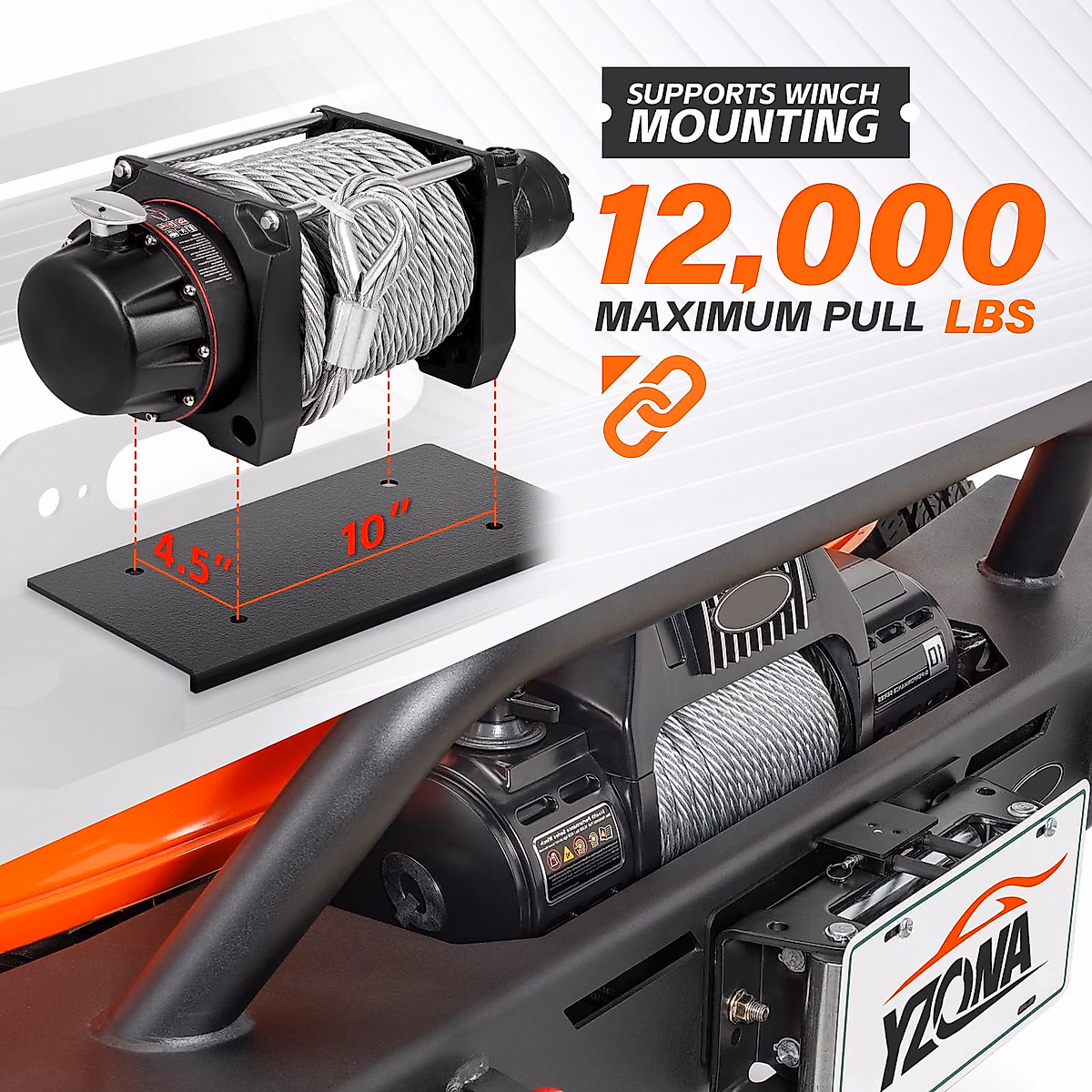 OBNAUX Front & Rear Bumper with Spare Tire Carrier Compatible with 2007-2018 Jeep Wrangler JK JKU Unlimited w/Winch Plate, Paintable Armor, 2" Hitch Receiver & D-rings (2/4 Doors, Black)