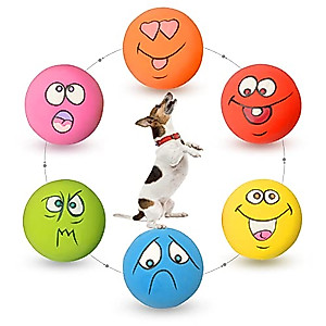 HOLYSTEED Latex Dog Squeaky Toys Rubber Soft Dog Toys Chewing Squeaky Toy Fetch Play Balls Toy for Puppy Small Pets Dog 6pcs for Yorkie, Chihuahua, Poodle, Corgi